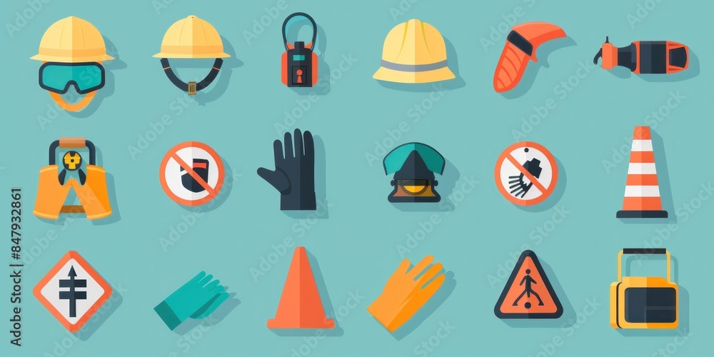 icon of Safety, security icons set. warning symbols for personal ...