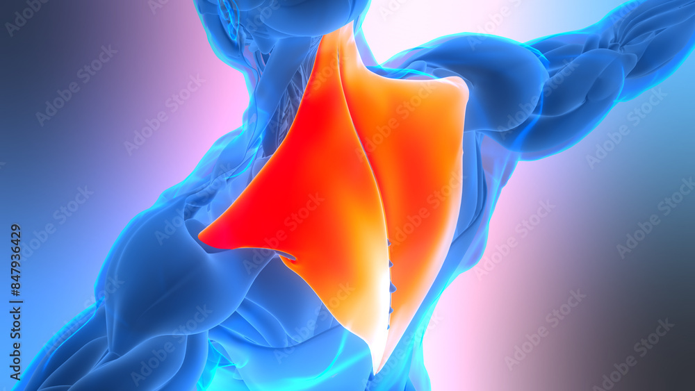 Human Muscular System Torso Muscles Trapezius Muscle Anatomy Stock ...