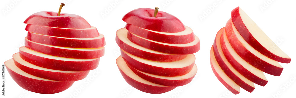 Apple isolated png. Red sliced apple collection on transparent ...