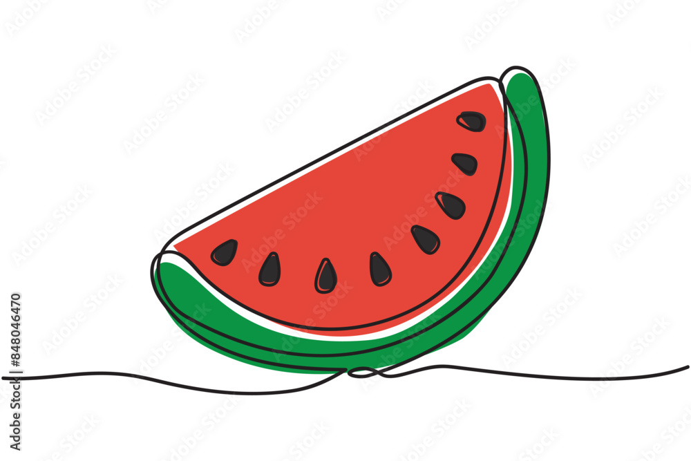 Continuous one line drawing of watermelon. Modern minimalist art ...