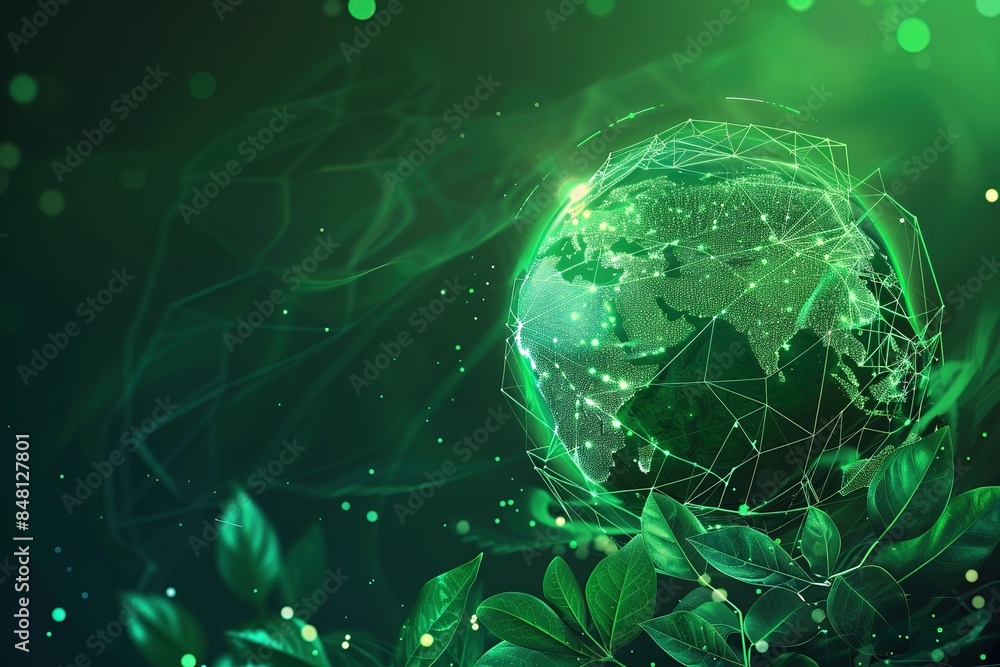 Concept of environmental hi tech, mechanical technology with glowing ...