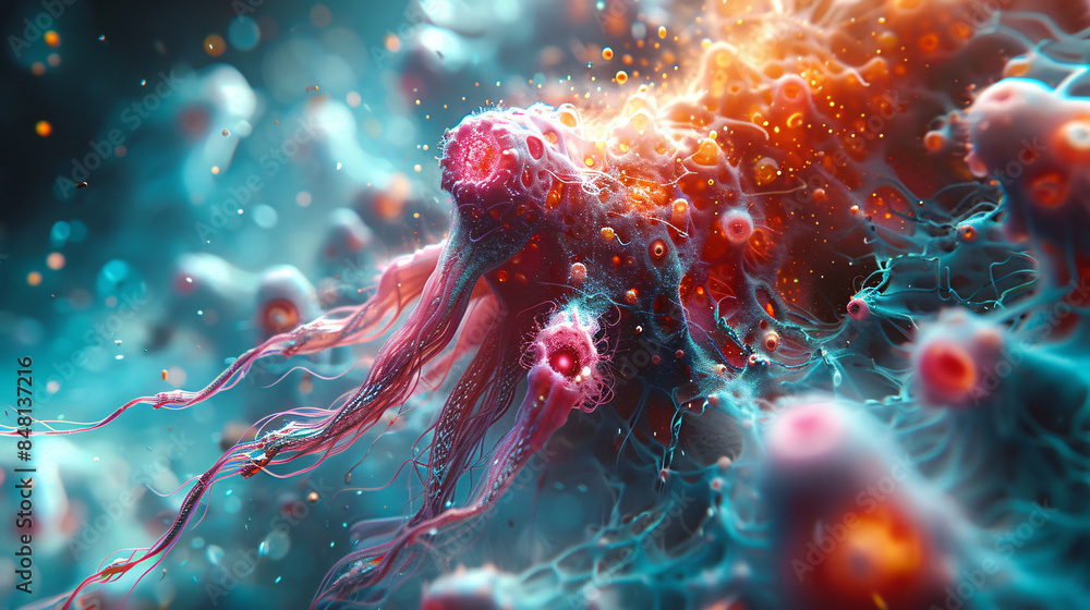 A microscopic parasite, magnified to monstrous proportions, reveals a ...