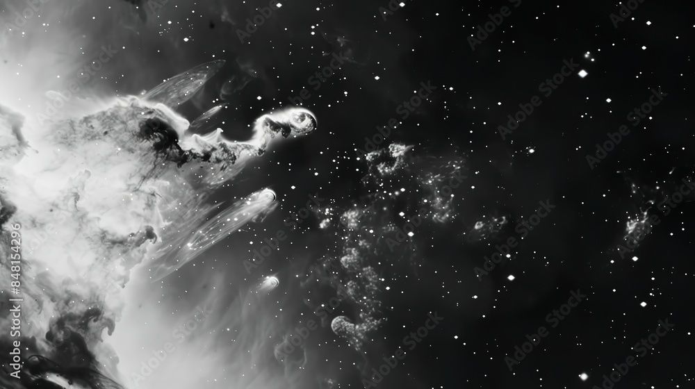 galaxy nebula photography flat design side view cosmic theme animation ...