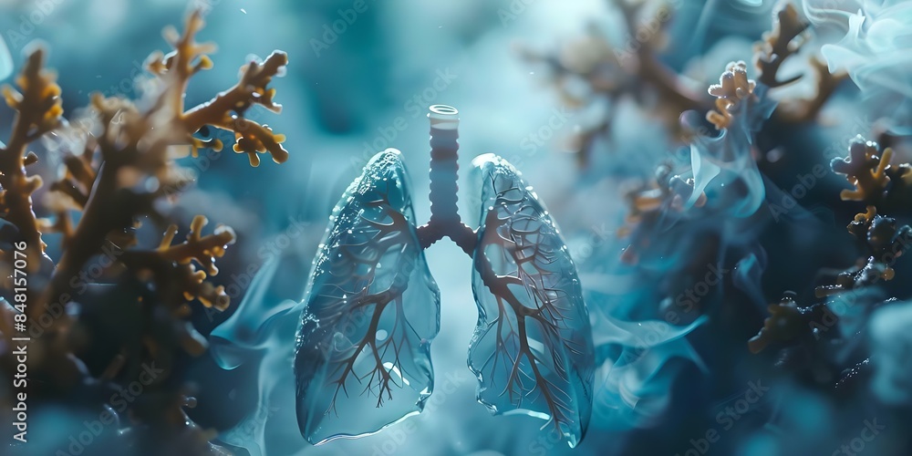 Image showing pulmonary edema with fluid partially obstructing the lung ...