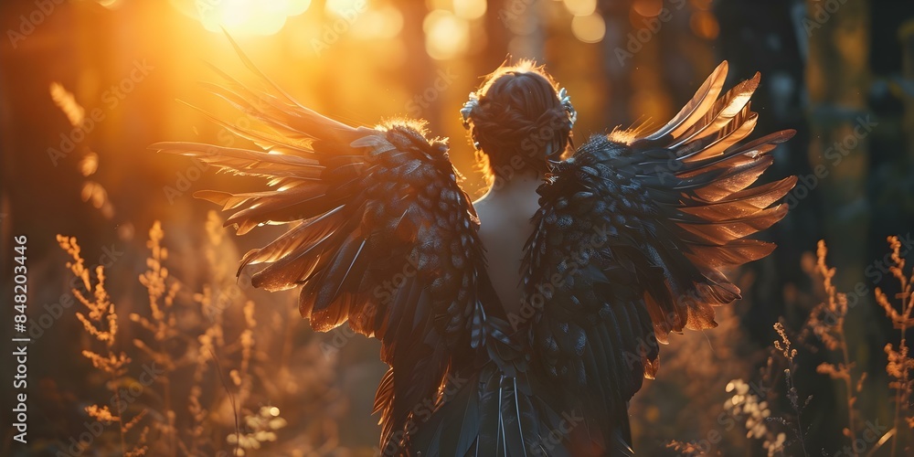 Symbolism of the mysterious figure with feathered wings in Western ...