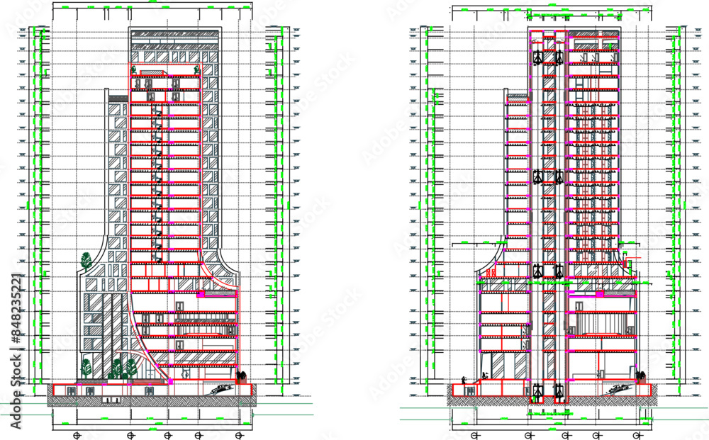 Vector silhouette illustration sketch detailed architectural ...