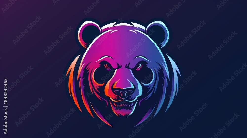 Mascot logo design of a panda with bold line. Clipart vector ...