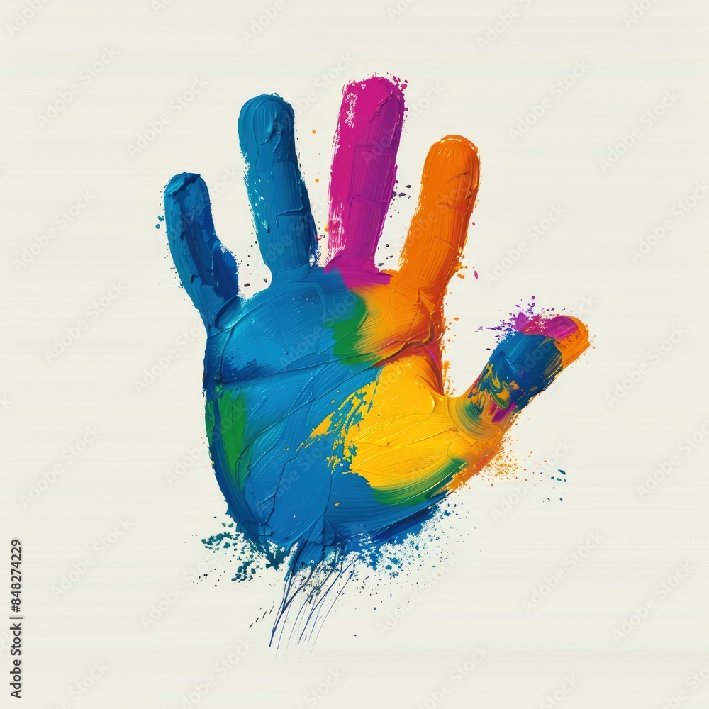Handprint with Heart Center isolated on transparent, flat vector ...