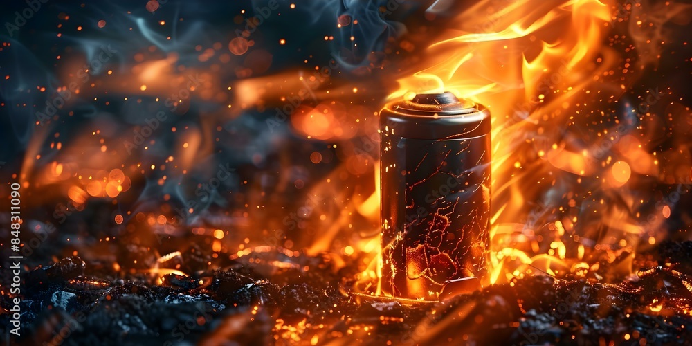 Illustrative image highlighting risks of lithium-ion battery fires and ...