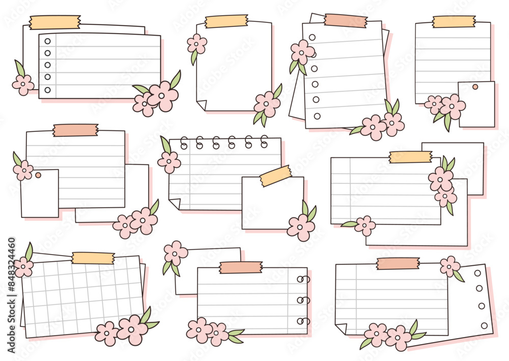 Paper sheets, note, reminder, to do list, organizer and stiskers ...