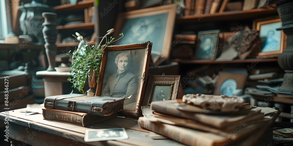 Exploring nostalgic attic uncovering family history through old photos ...