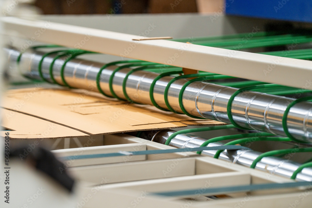 Cardboard on a machine production line, texture, background for ...