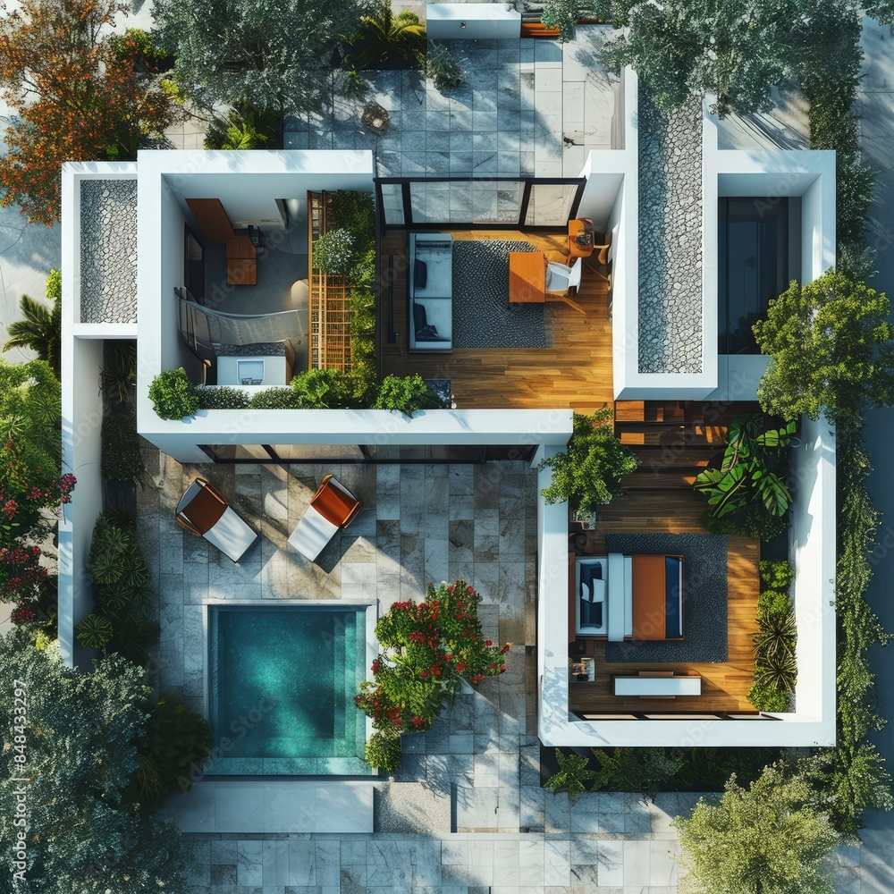 modern house plan, top view , vector, svg, flat, minimalistic animation ...