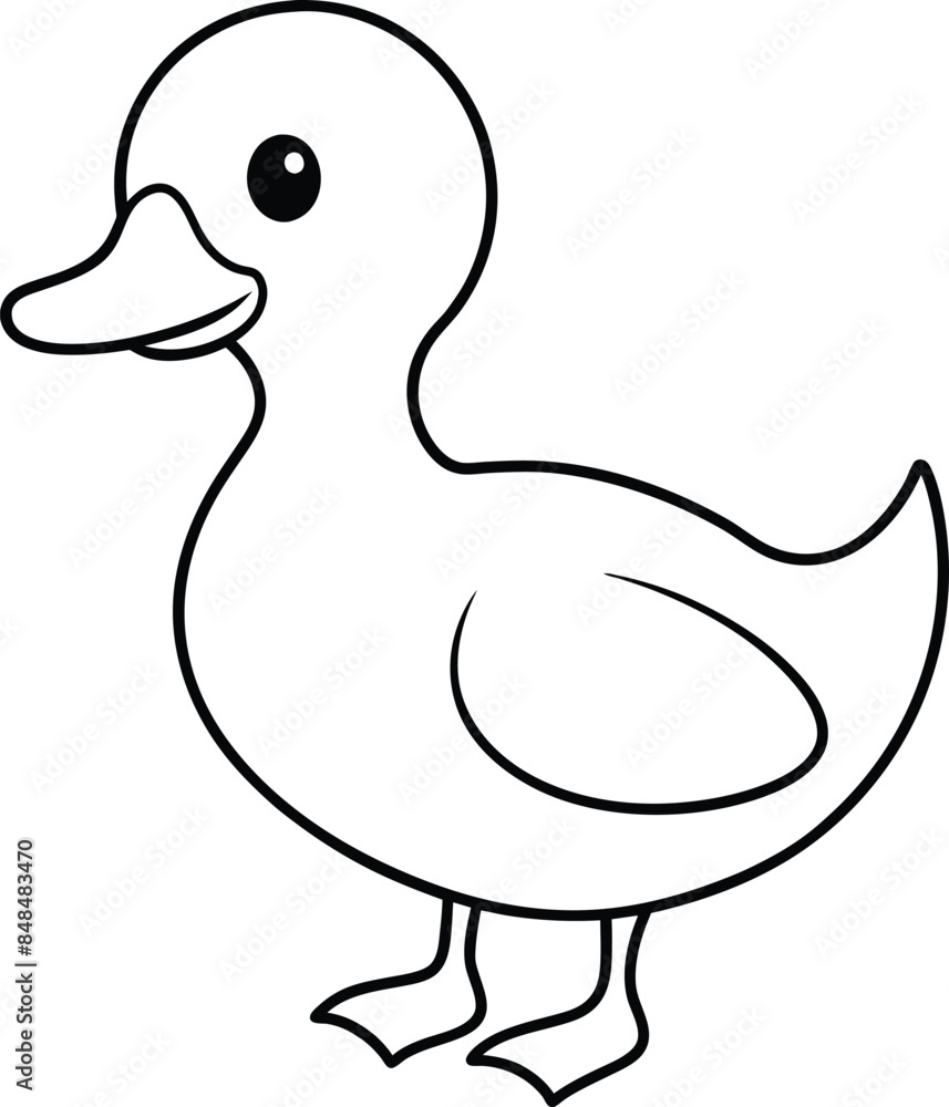 Coloring book or Coloring page for kids Duck vector clipart Nature ...