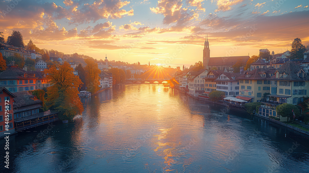 Zurich, Switzerland city skyline created with Generative AI technology ...