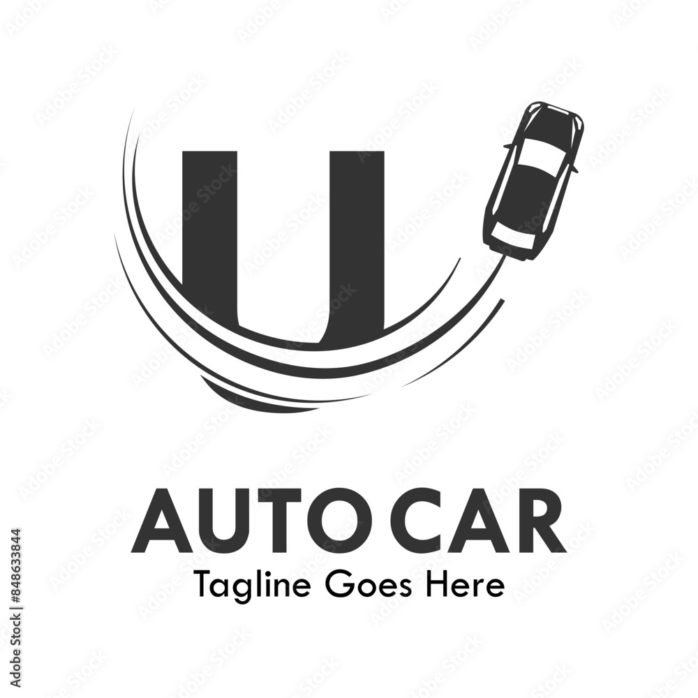 Letter u with car vector logo template. Suitable Fonts for event, promo ...