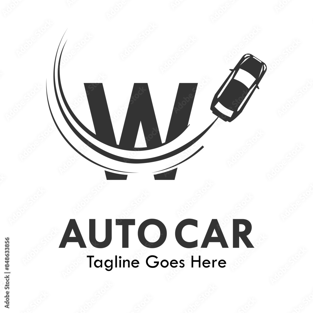 Letter w with car vector logo template. Suitable Fonts for event, promo ...