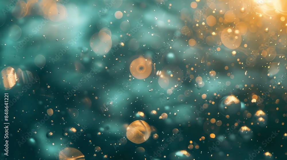 Detailed shot of particulates in the water, each lit up by the sun ...