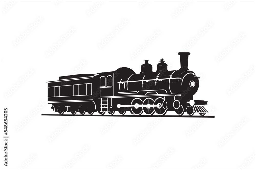 Old Steam locomotive silhouette . Steam train vector illustration ...
