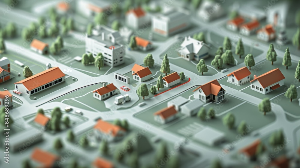 Comprehensive 3D vector map illustrating emergency shelters, evacuation ...