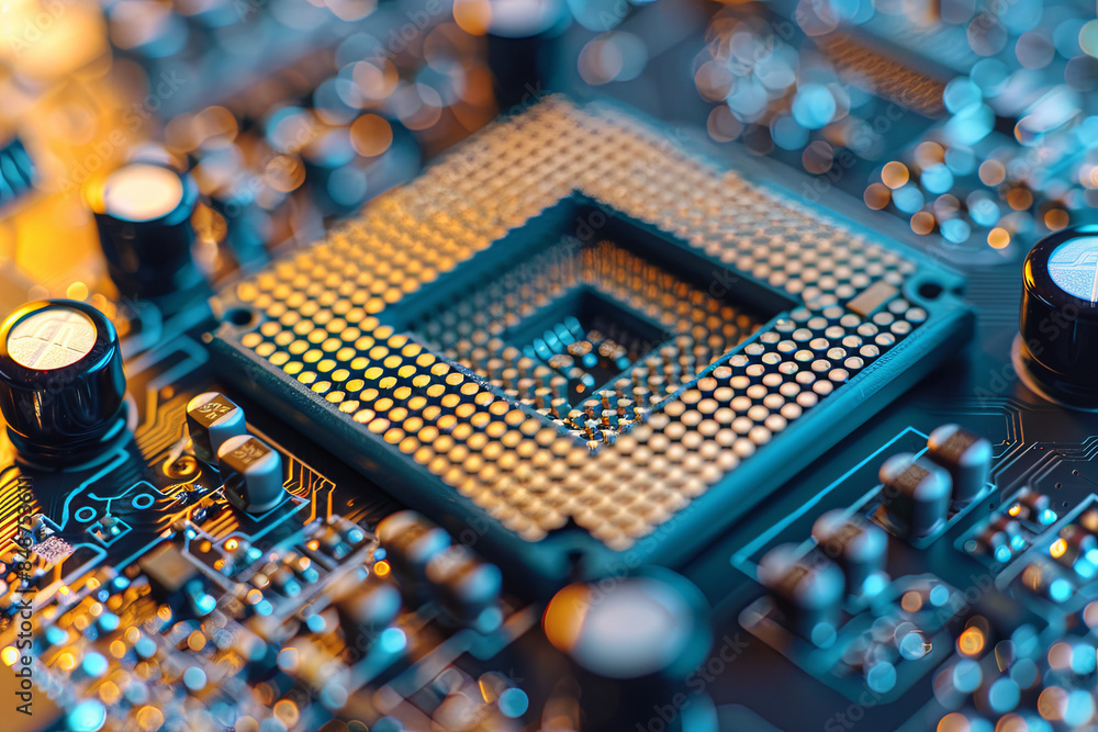 Computer motherboard circuit with central processing unit (CPU) chips Stock Photo | Adobe Stock