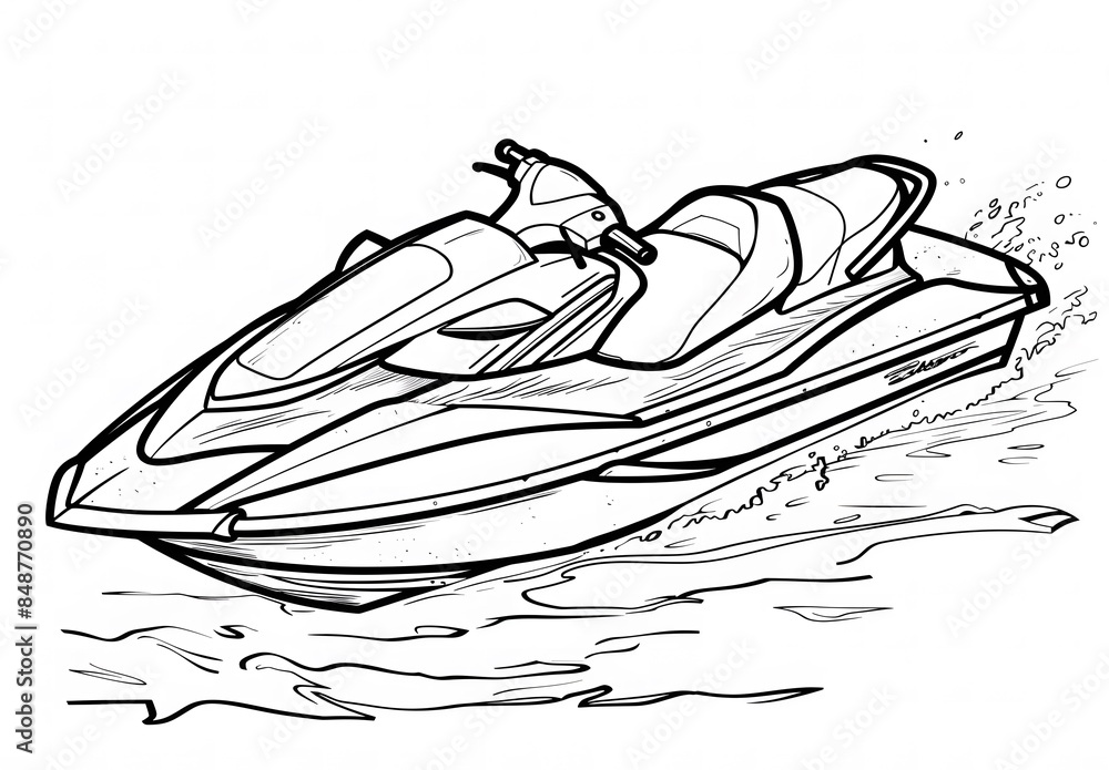 A jet ski simple line art coloring page for kids Stock Illustration ...