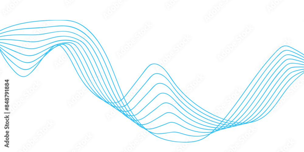 Creating a vector illustration of blue abstract wave lines on a white ...