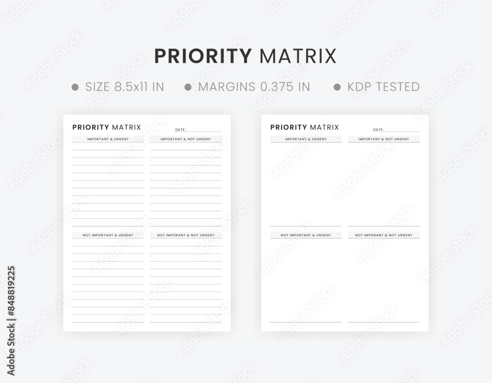 Vetor Priority Matrix Printable Template, Eisenhower Matrix, My ...