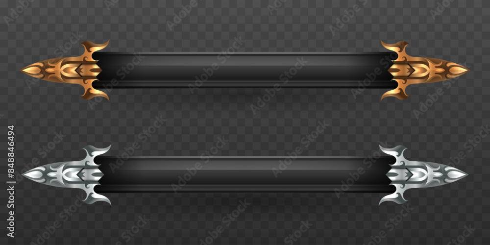 Abstract Gold and Silver Border Lower Third Game Title Banner bars ...