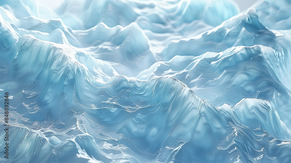 The close-up view shows the details of the ice formations and their ...