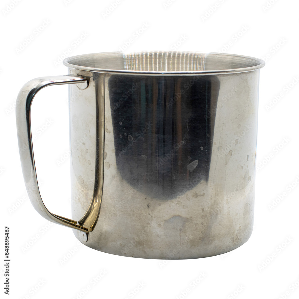 Dirty old stained metal mug png on a transparent background. Isolated ...