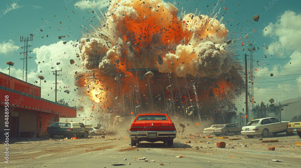 cars fall from the sky like meteoars and crash into a large parking lot ...