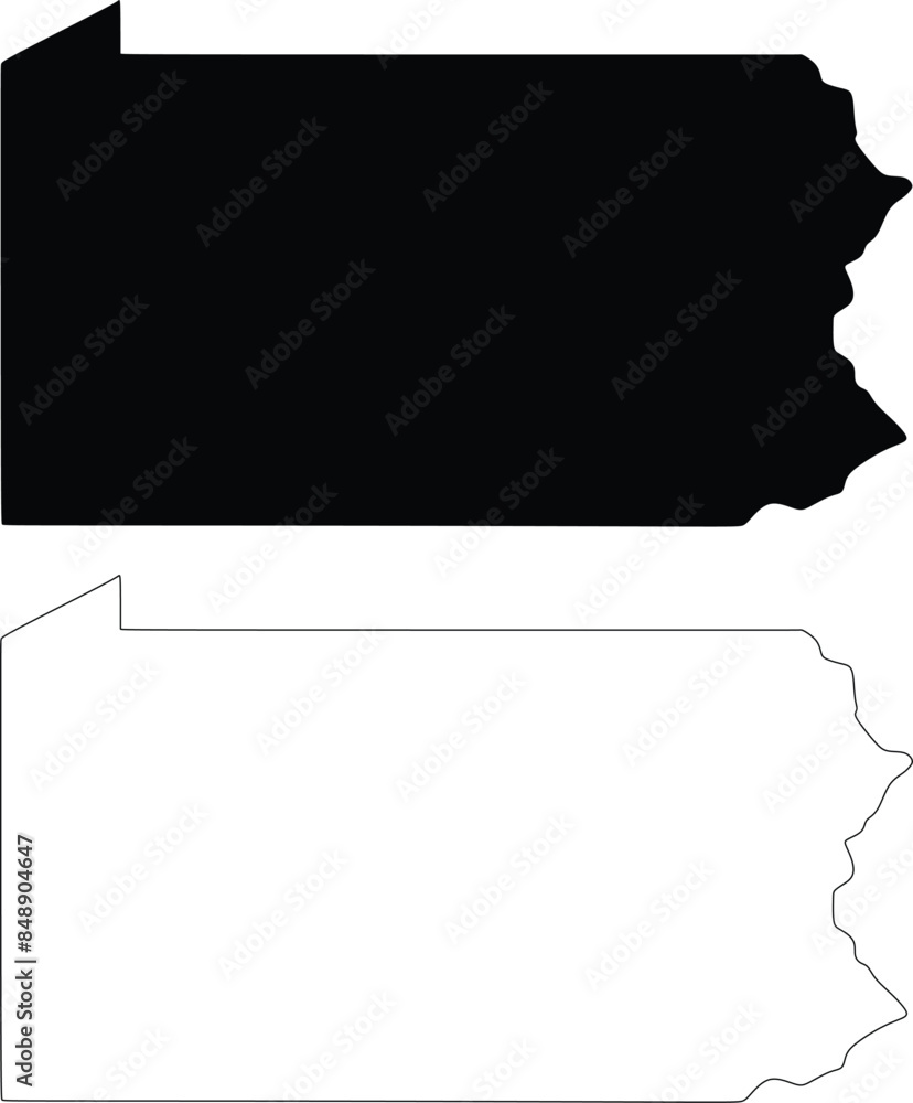 Pennsylvania State outline contour silhouette map Stock Vector | Adobe ...