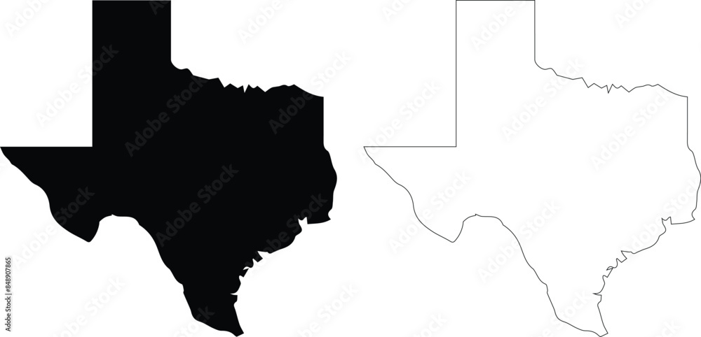 Texas State outline contour silhouette map Stock Vector | Adobe Stock