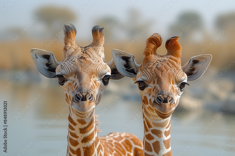 Baby Giraffe: A tall, gangly baby giraffe with large eyes and a long ...