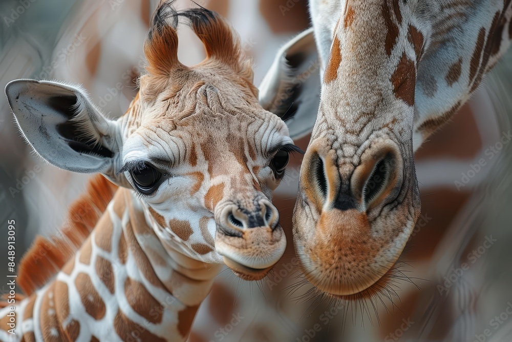 Baby Giraffe: A tall, gangly baby giraffe with large eyes and a long ...