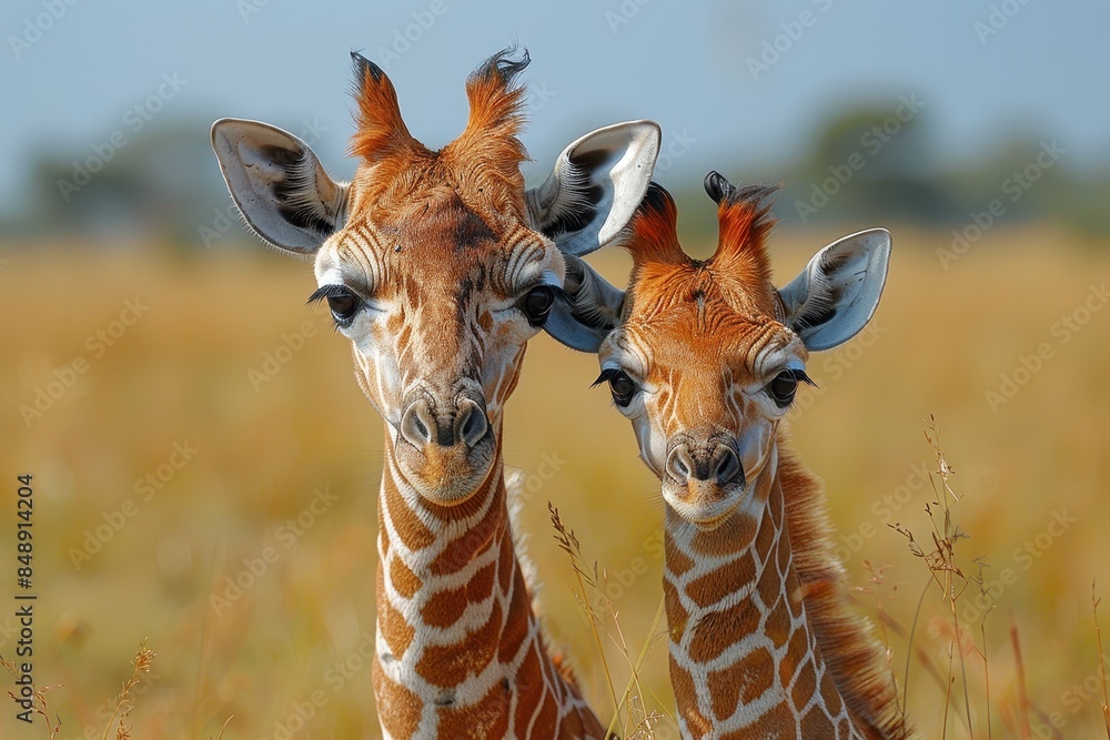 Baby Giraffe: A tall, gangly baby giraffe with large eyes and a long ...