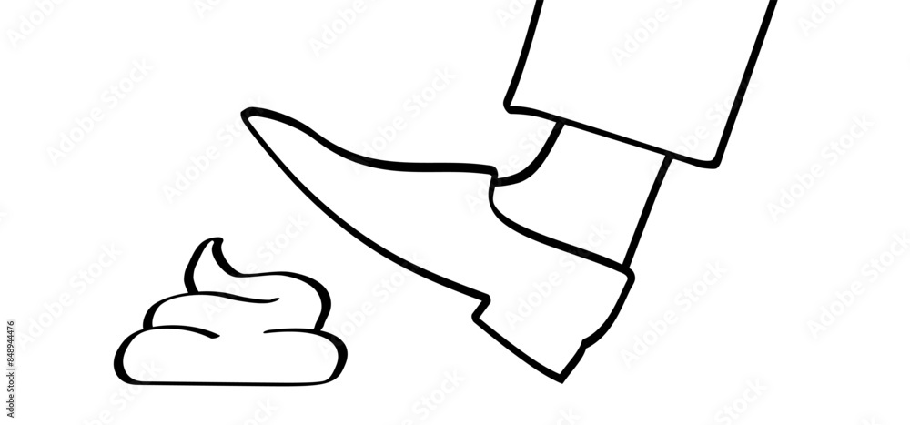 Stepping on shit. Foot stepping into dog poop or animal shit. Walk on a ...