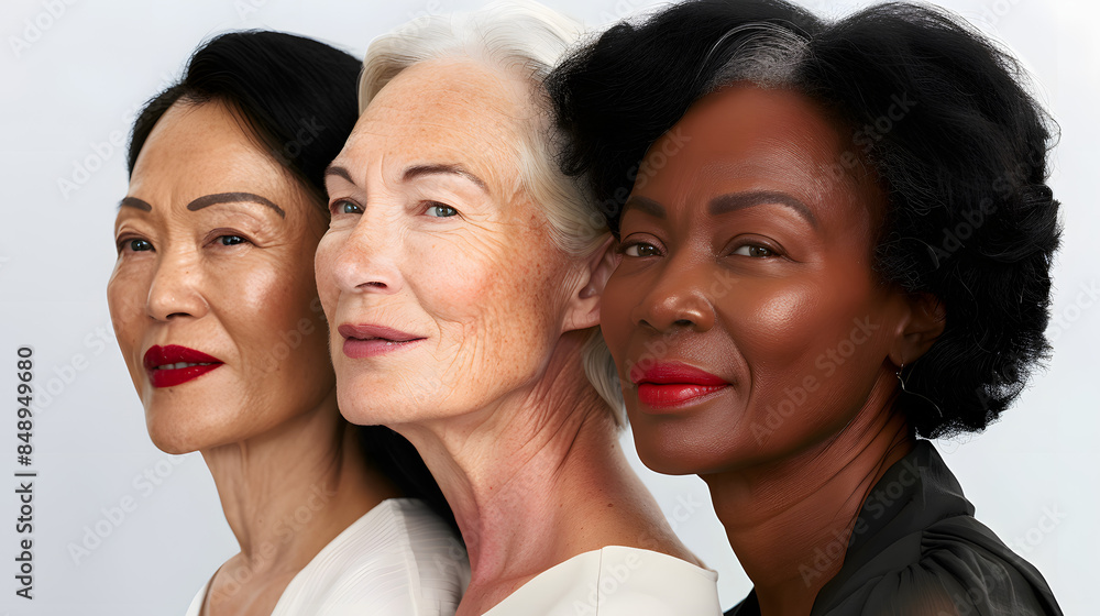 Old women of different races standing close to each other, showcasing ...