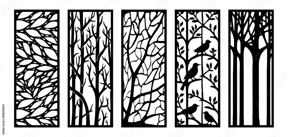 Laser cut leafs panel. room divider screens, paper craft, card ...