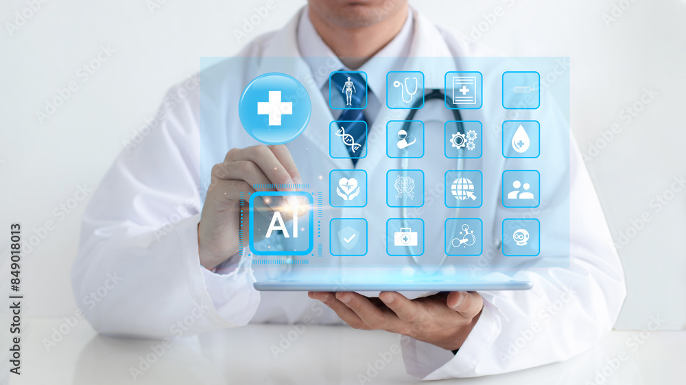 Health care and medical technology services concept. The image shows a ...