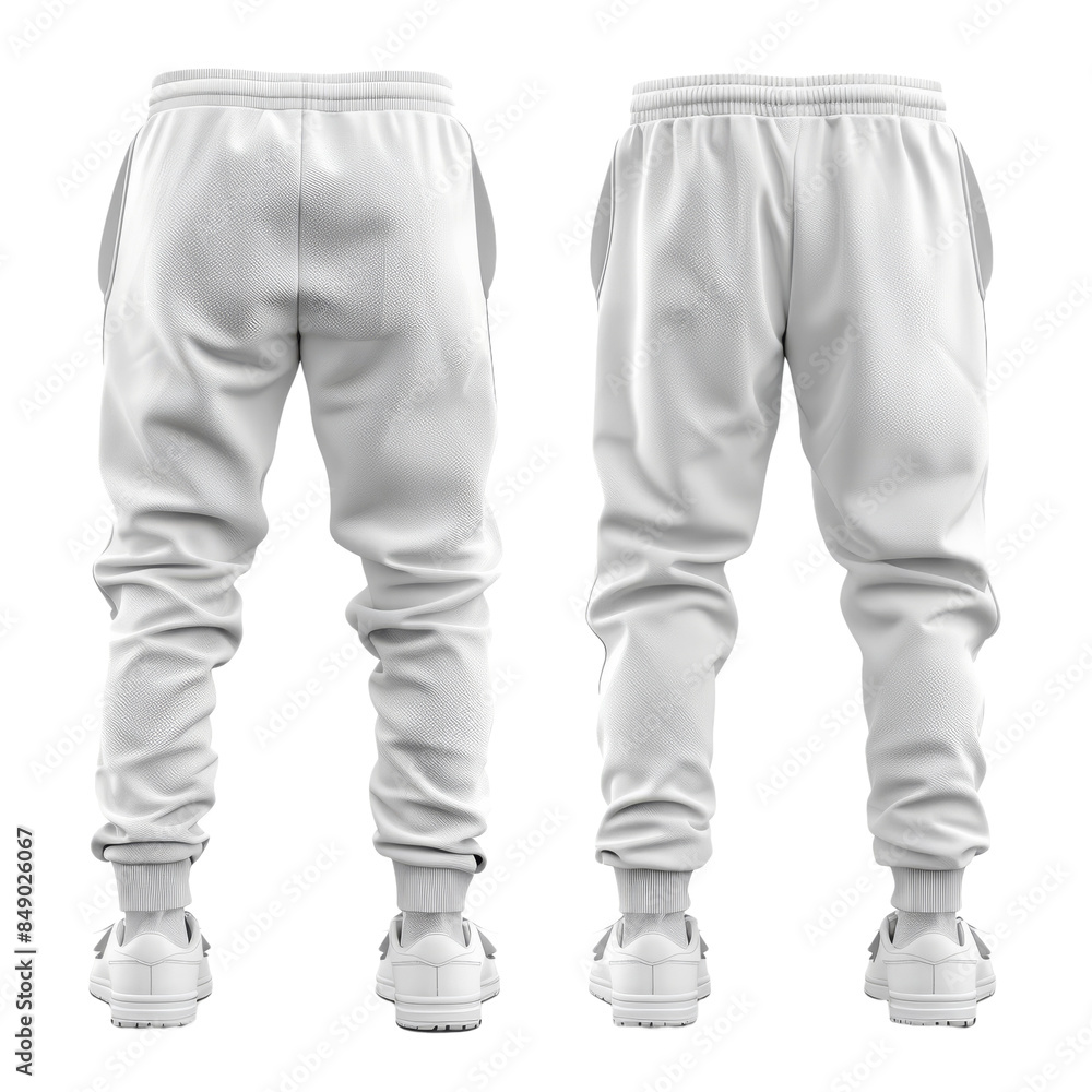 2 Set of White and Light Grey Sweatpants: Front and Back View - Mockup ...