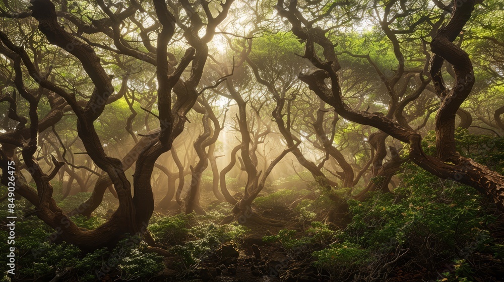 forest of Frankincense Trees (Boswellia sacra) on Socotra Island. The ...