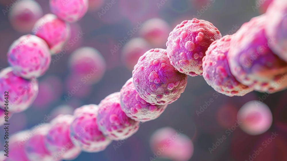 Streptococcus pyogenes bacteria. 3D computer illustration of ...