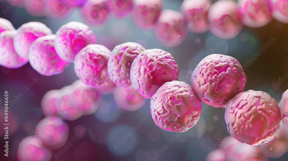 Streptococcus pyogenes bacteria. 3D computer illustration of ...
