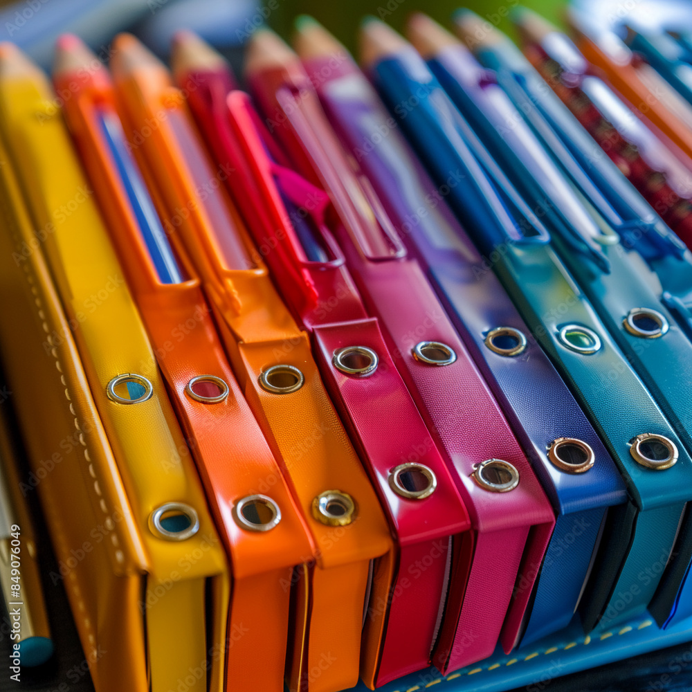 Color-coded school schedule in a student's binder, concept of visual ...