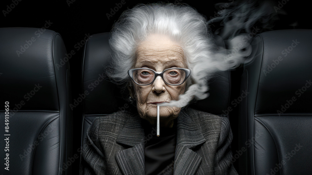 Portrait of an Elderly Woman Smoking a Cigarette: Capturing the Deep ...