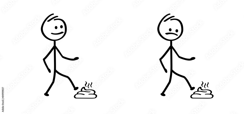 Stepping on shit. Foot stepping into dog poop or animal shit. Walk on a ...