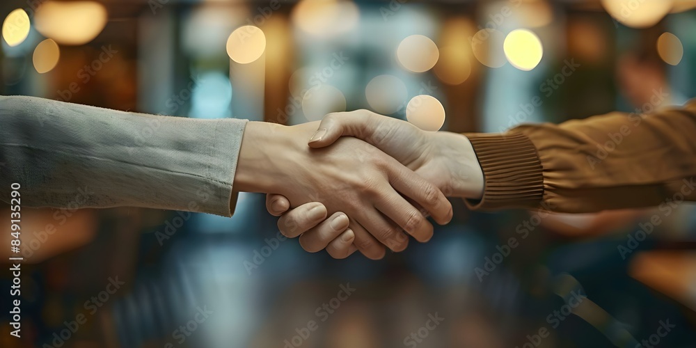 Finalizing digital contract with a handshake symbolizes modern ...