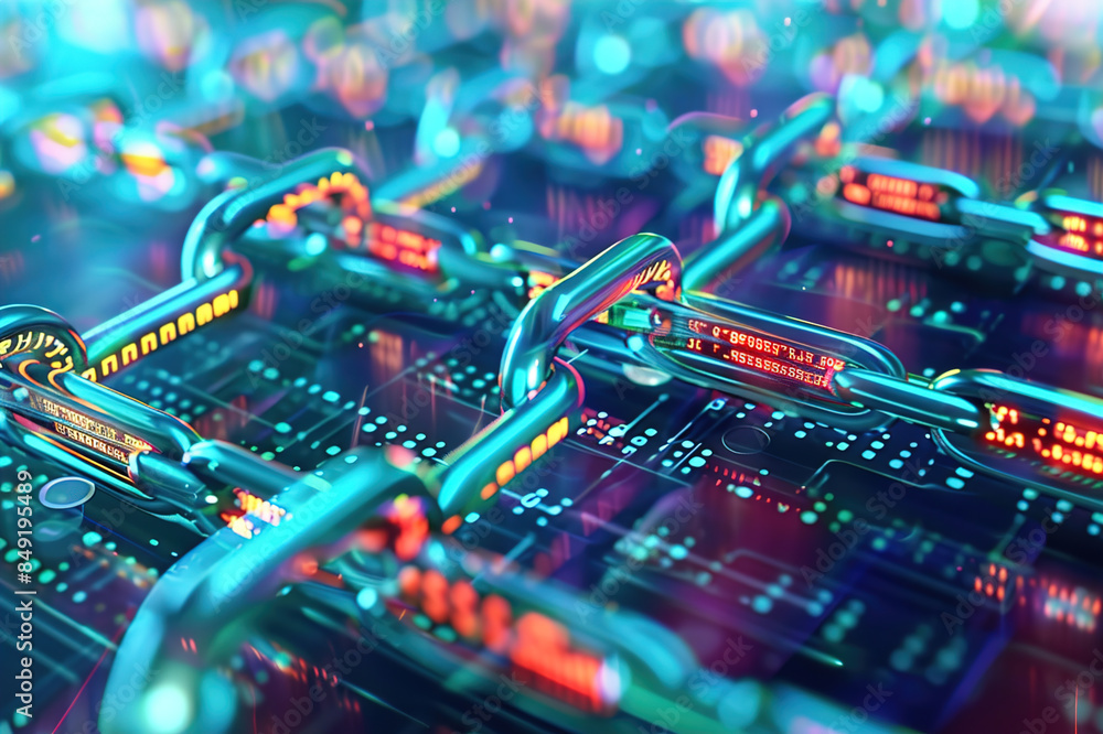 Blockchain transaction processing: Close-up of a computer screen ...